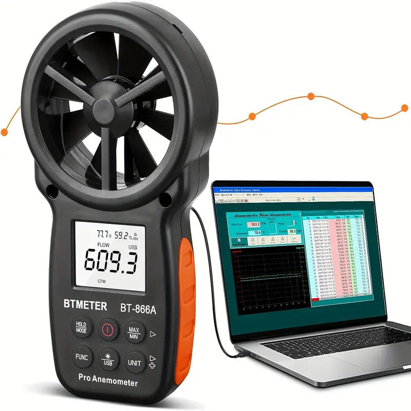 BTMETER BT-866A Pro Handheld HVAC Anemometer For CFM Air Flow, Wind Sp